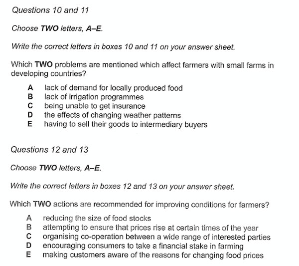 IELTS Reading Multiple Choice Questions
